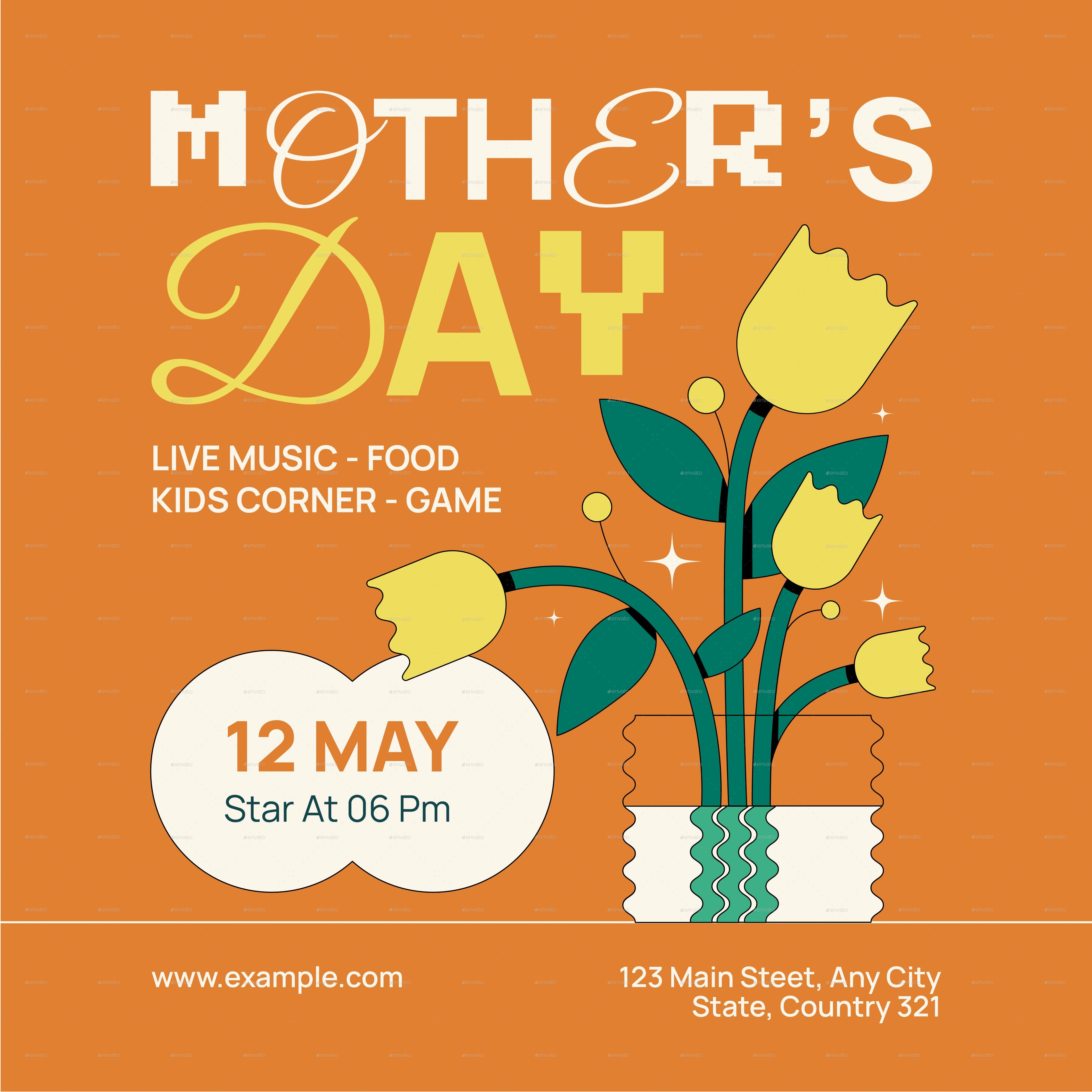 Orange Creative Mothers Day Flyer, Print Templates | GraphicRiver
