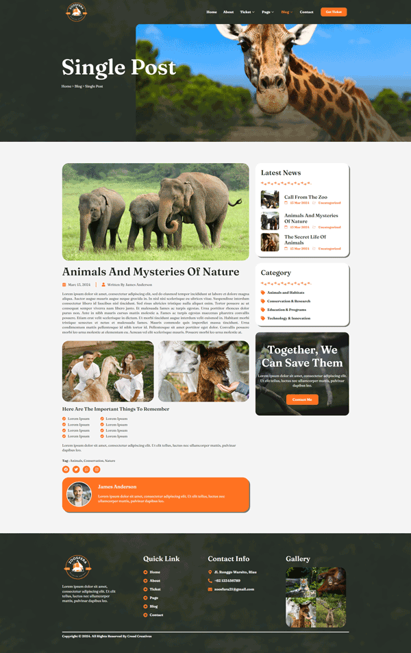 Zoosfera - Zoo & Safari Elementor Template Kit by creedcreatives ...