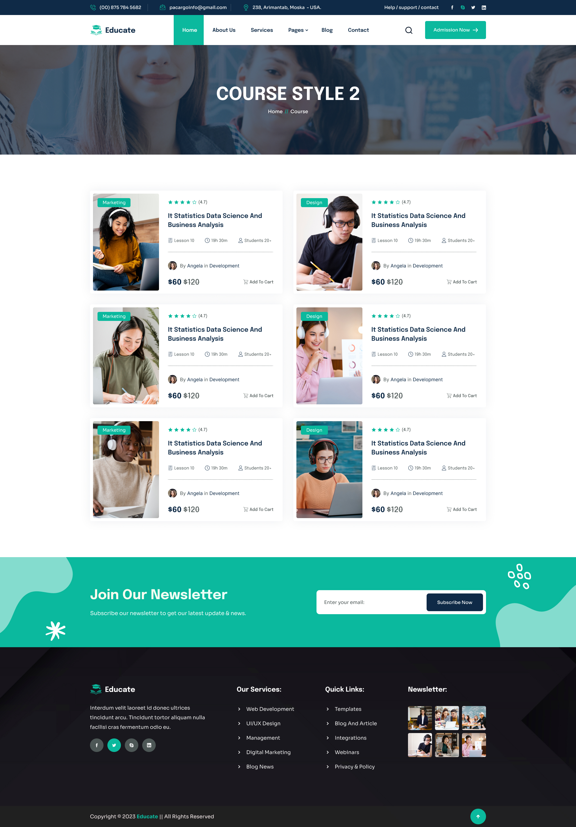 Educate - University, Online Courses, School & Education Figma Template by ordainIT