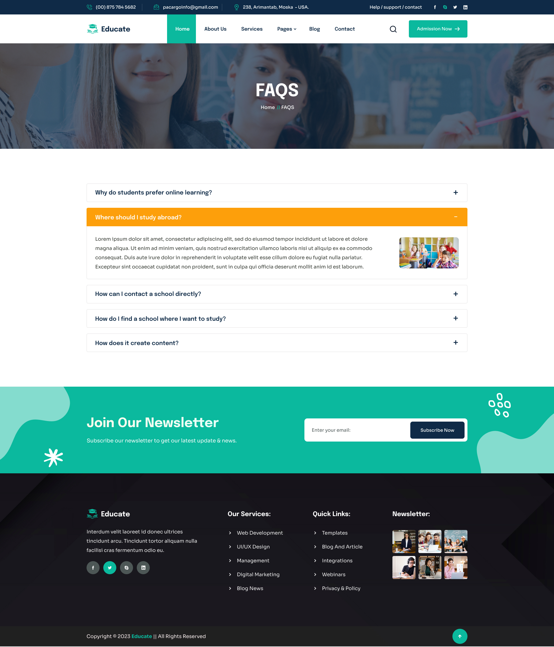 Educate - University, Online Courses, School & Education Figma Template ...