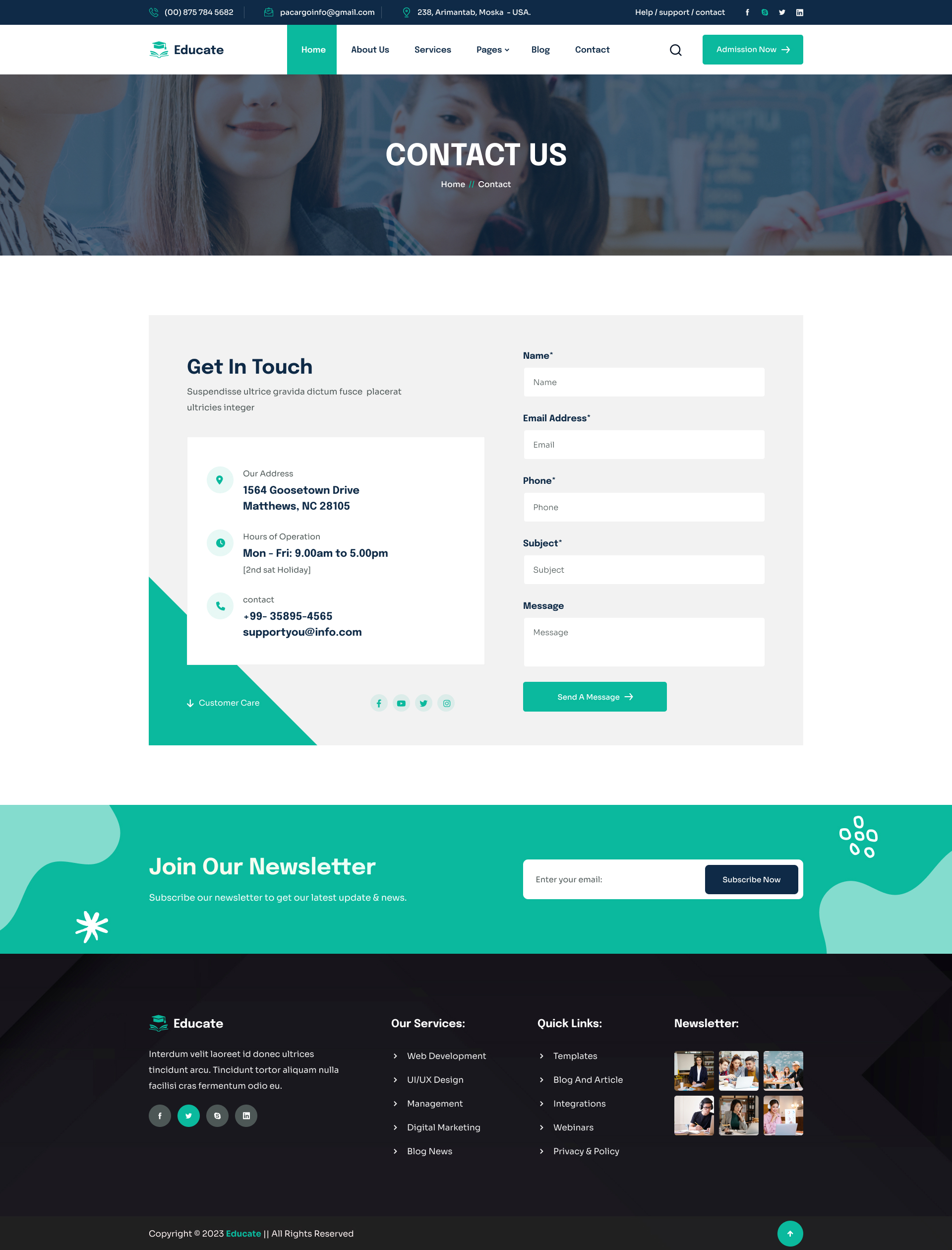 Educate - University, Online Courses, School & Education Figma Template by ordainIT