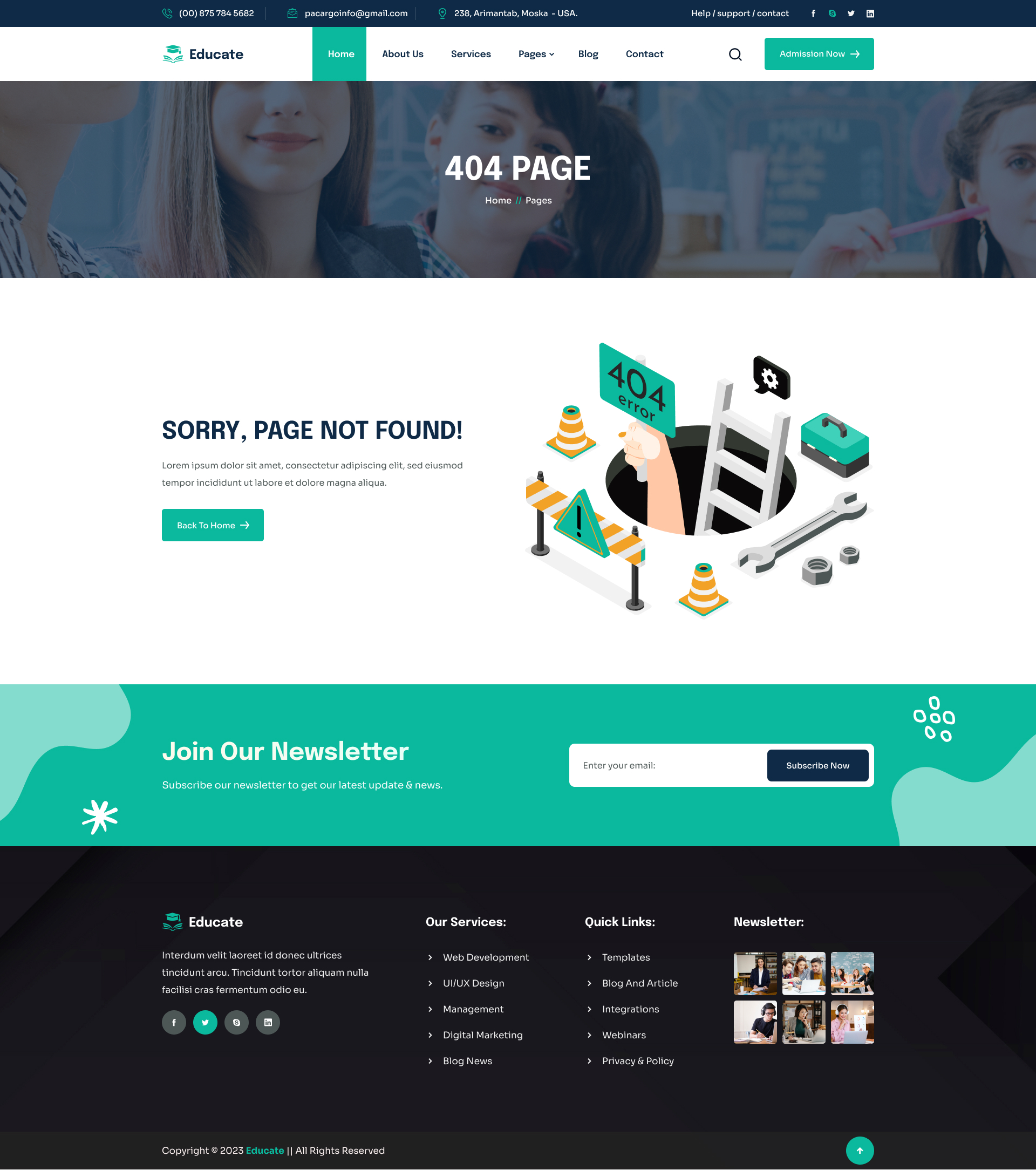 Educate - University, Online Courses, School & Education Figma Template by ordainIT