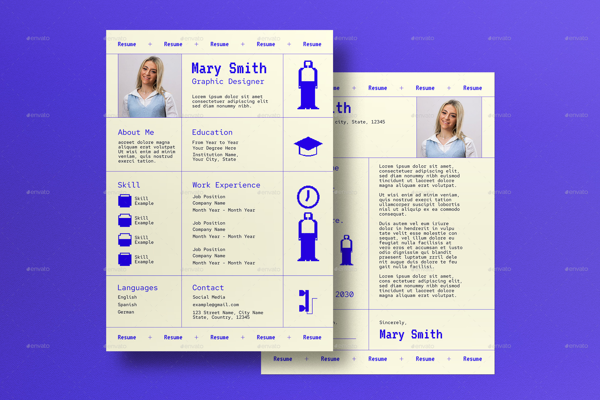 White Pixel Art Resume, Print Templates | GraphicRiver