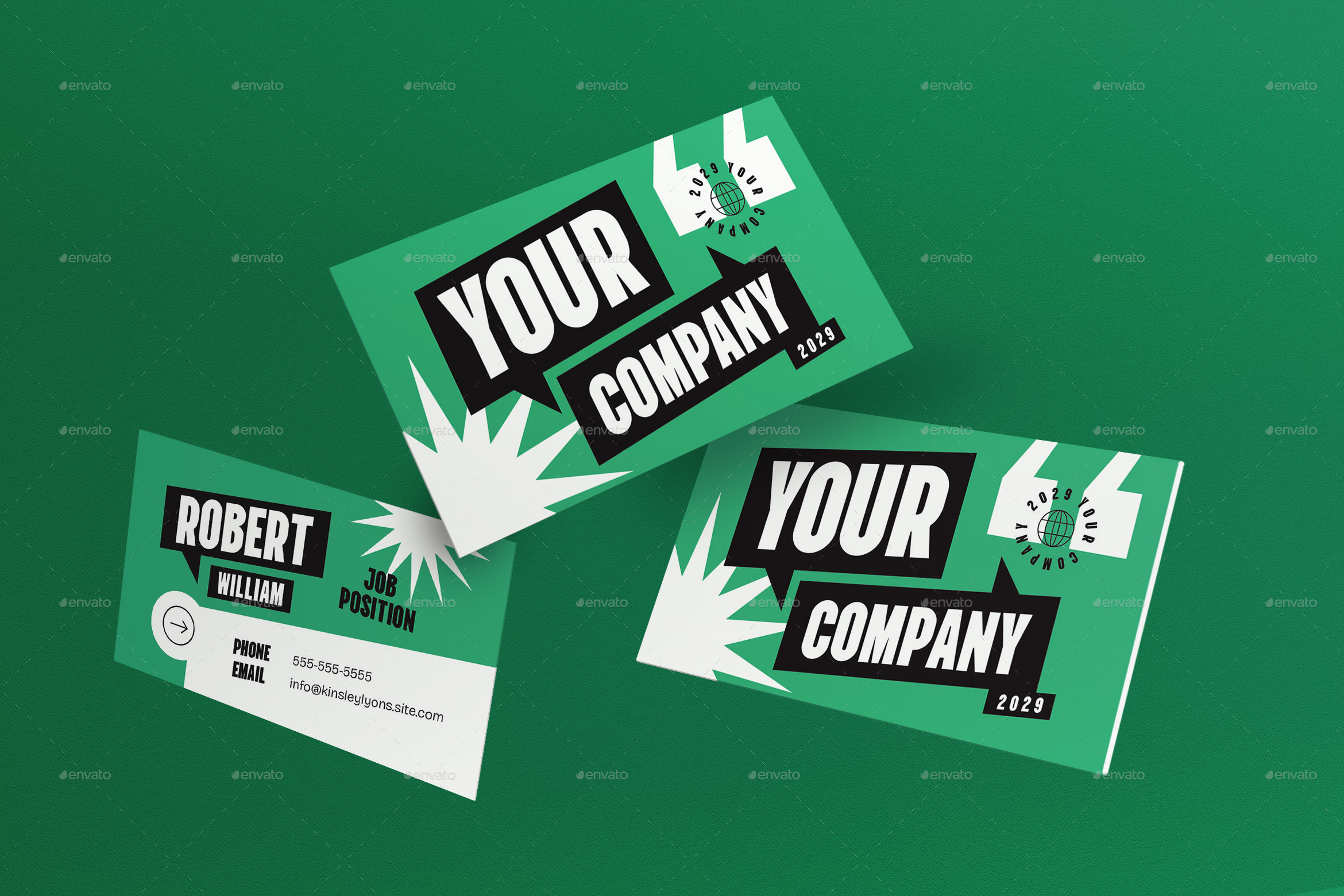 Green Geometric Business Card, Print Templates | GraphicRiver