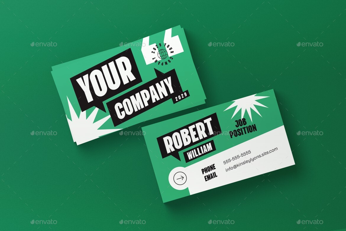 Green Geometric Business Card, Print Templates | GraphicRiver
