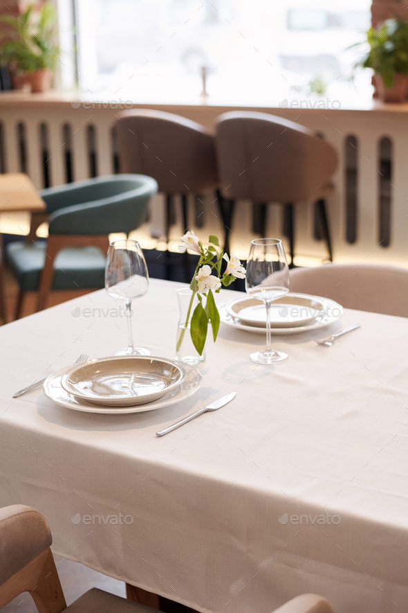 Table Set In Modern Restaurant Stock Photo by AnnaStills | PhotoDune