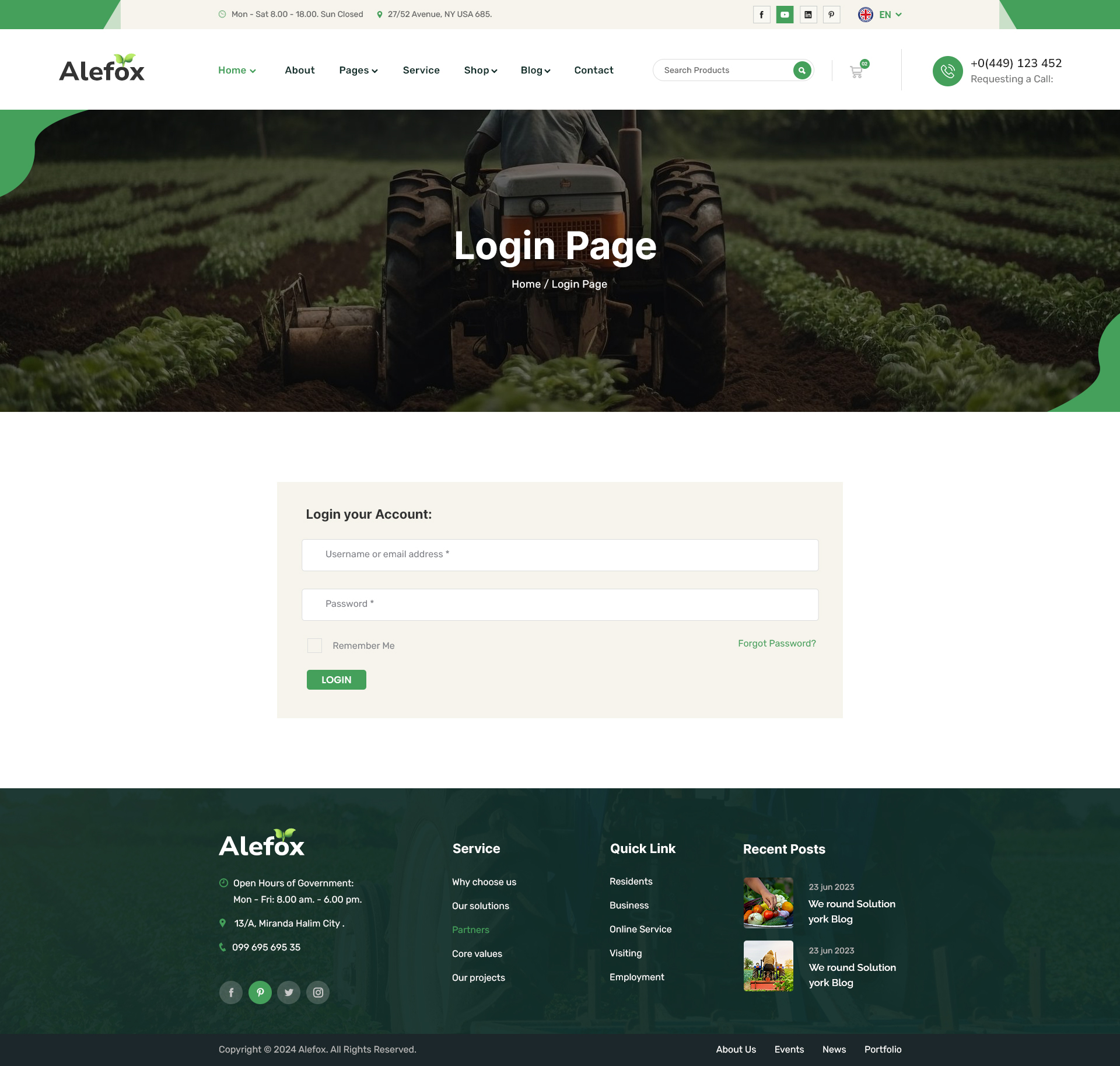 Alefox - Organic Food Farming & Agriculture PSD Template by bracketweb