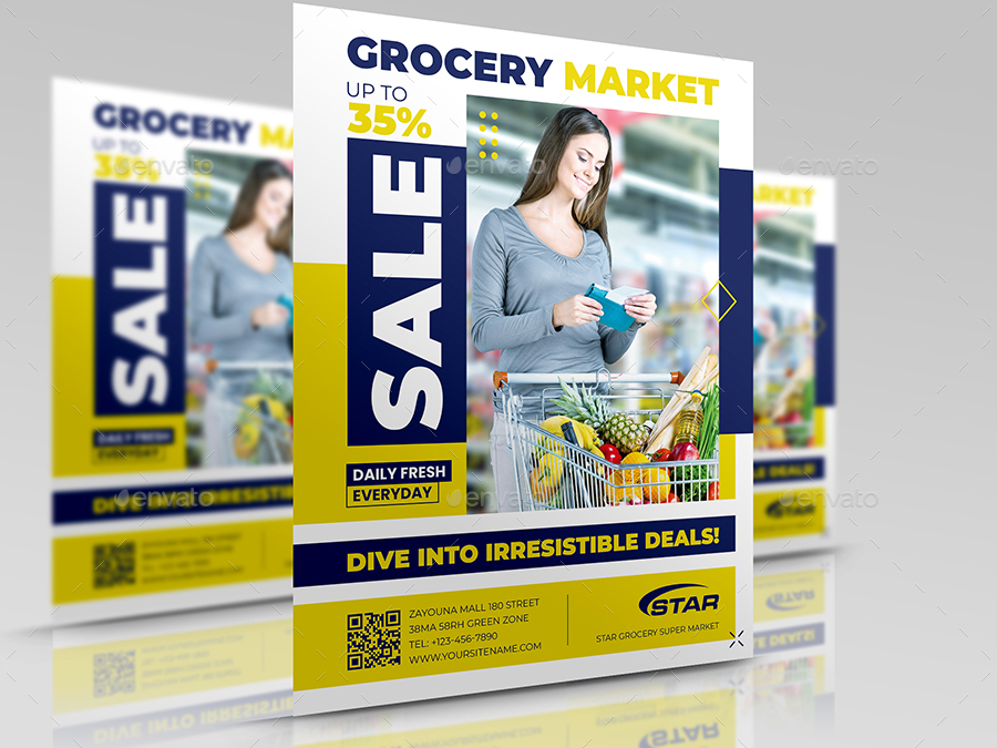 Grocery Market Flyer Template, Print Templates | GraphicRiver