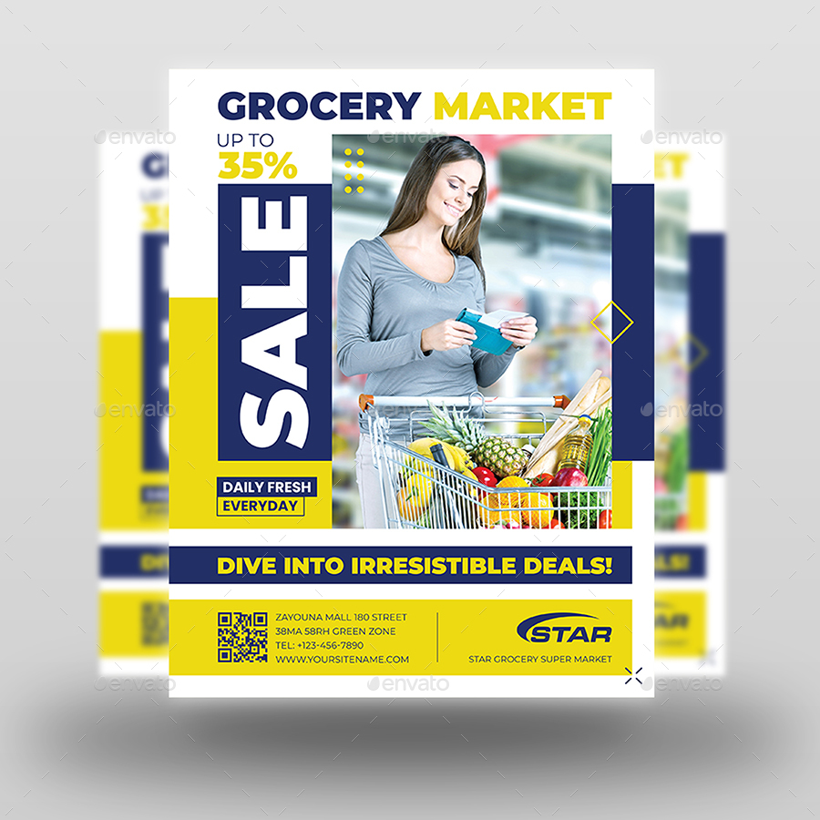 Grocery Market Flyer Template, Print Templates | GraphicRiver