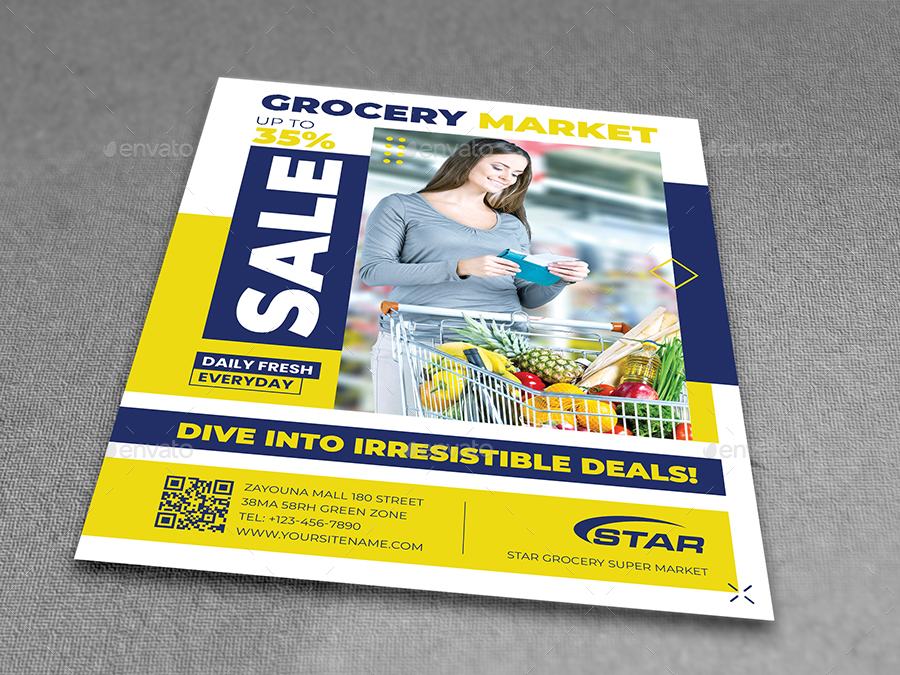 Grocery Market Flyer Template, Print Templates | GraphicRiver