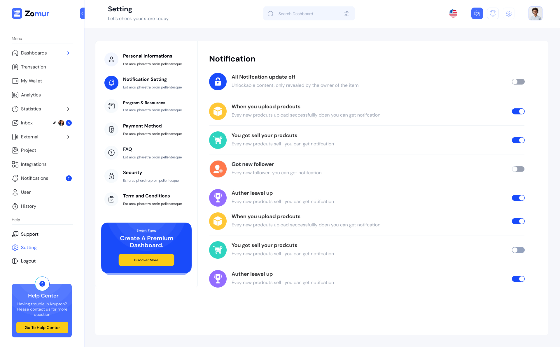 Zomur – Figma Admin Dashboard UI Kit Template by QuomodoTheme | ThemeForest