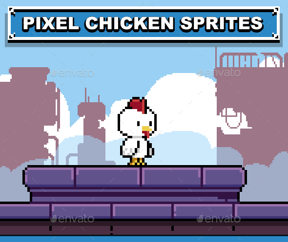 Pixel Chicken Spritesheet, Game Assets | GraphicRiver