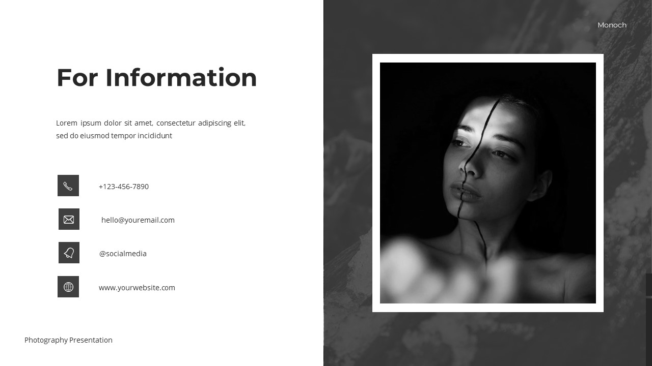 Monoch - Photography Google Slide Templates, Presentation Templates
