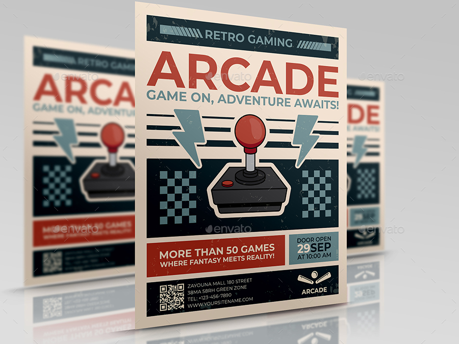 Arcade Retro Game Flyer Template, Print Templates | GraphicRiver