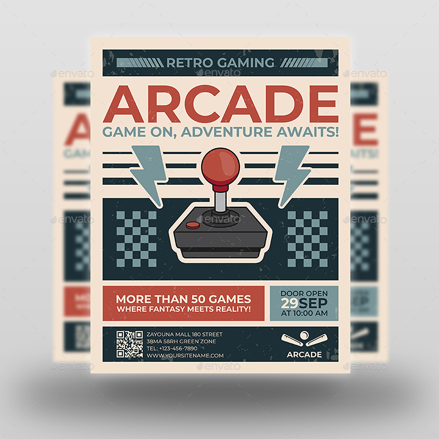 Arcade Retro Game Flyer Template, Print Templates | GraphicRiver