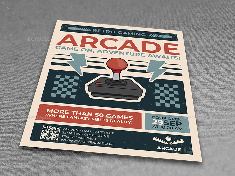 Arcade Retro Game Flyer Template, Print Templates | GraphicRiver