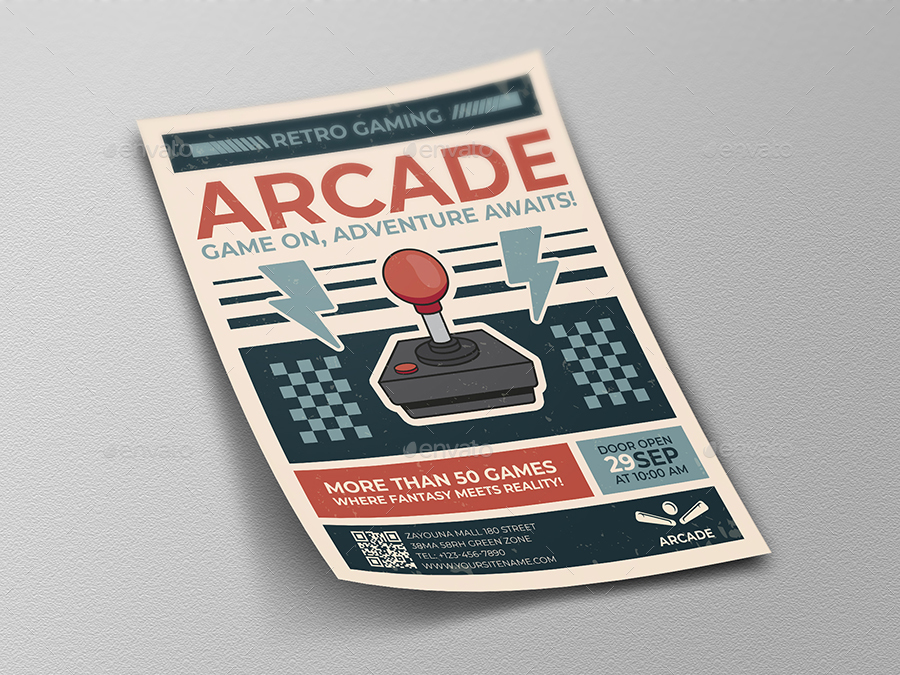 Arcade Retro Game Flyer Template, Print Templates | GraphicRiver
