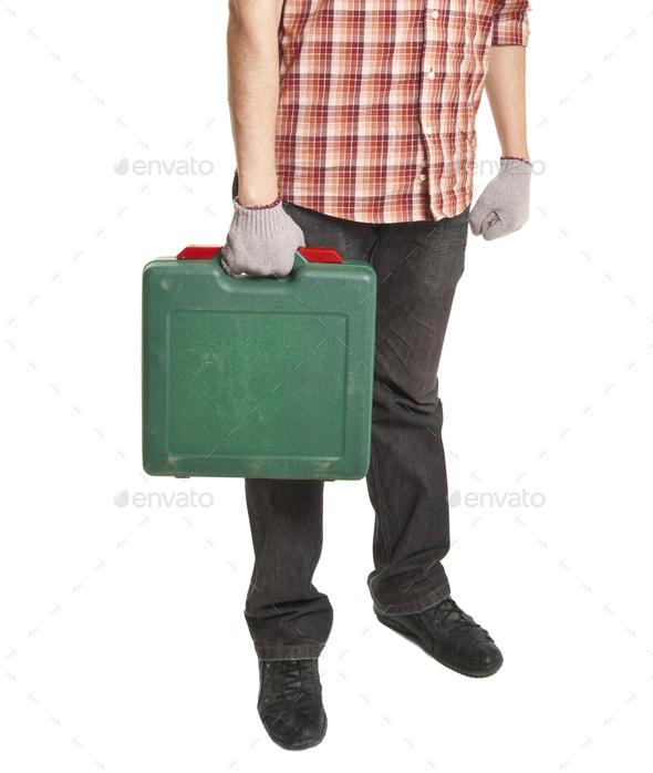 man holding toolbox in hand Stock Photo by ozaiachin | PhotoDune