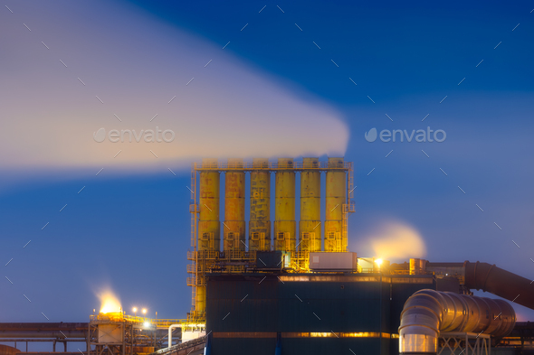 Heavy industry. View of production and factory. Panoramic view of the ...
