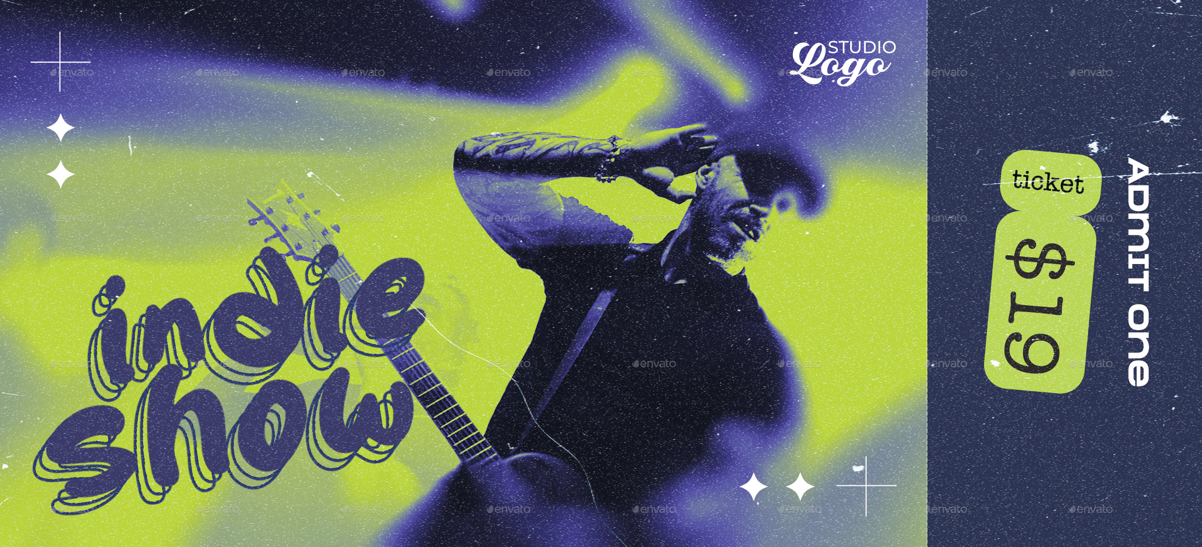 Indie Music Show Ticket, Print Templates | GraphicRiver