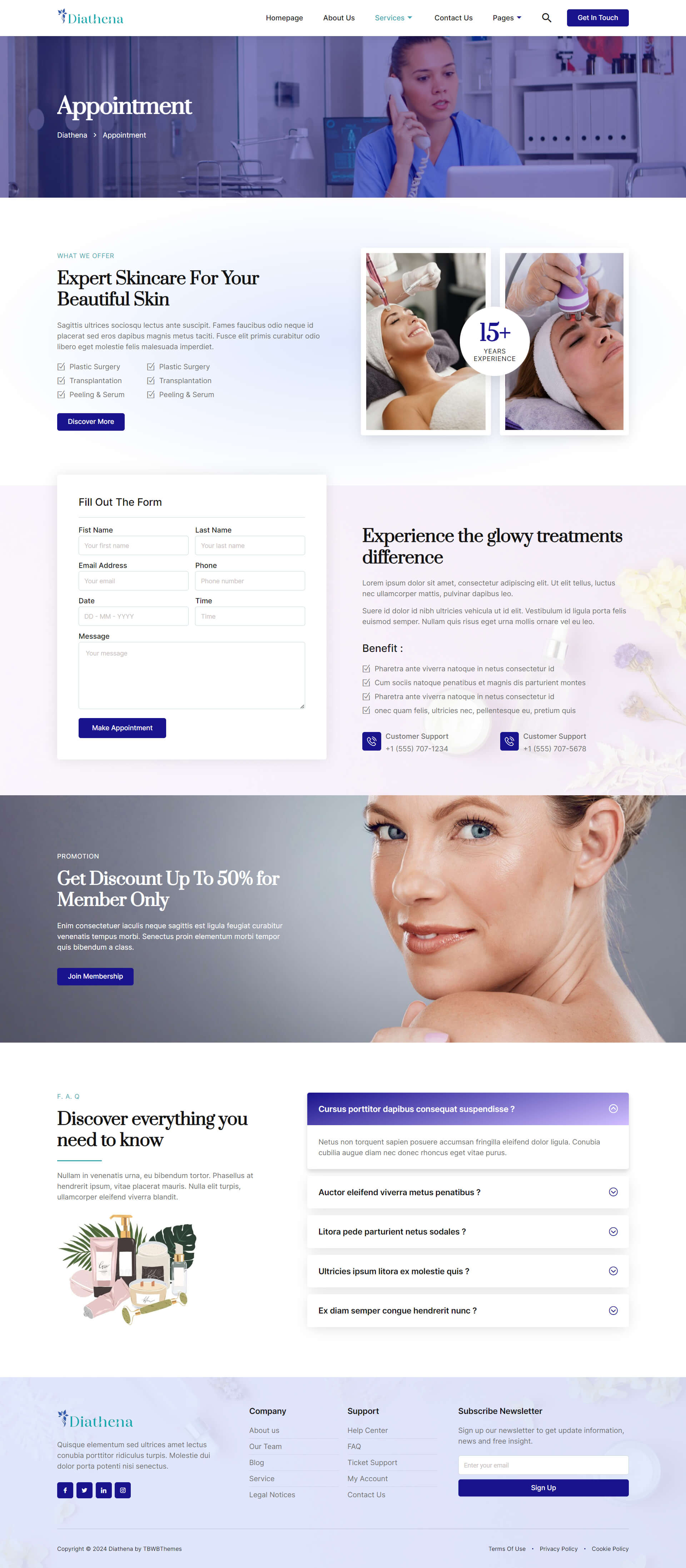 Diathena - Skin Care & Dermatology Elementor Template Kit by TBWBthemes