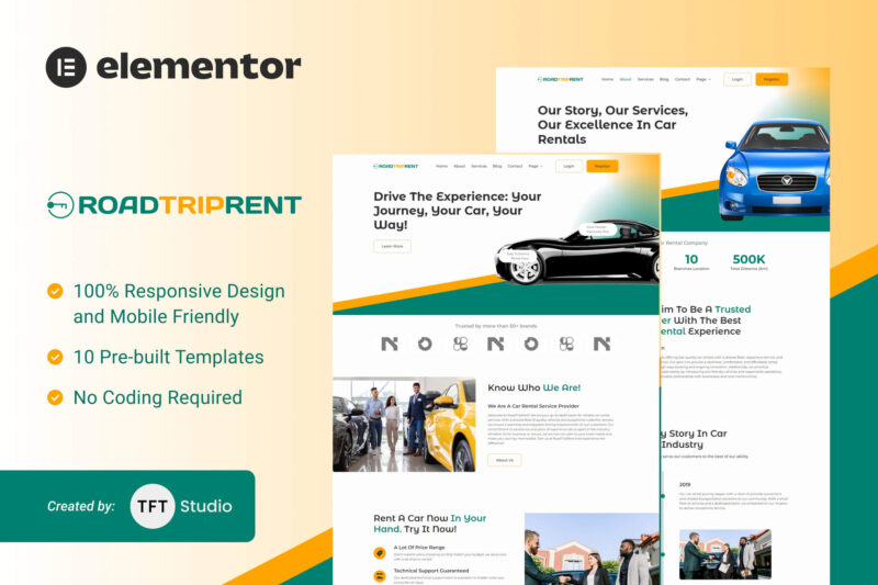 RoadTripRent - Premium Car Rental Elementor Template Kit by thanksfortoday