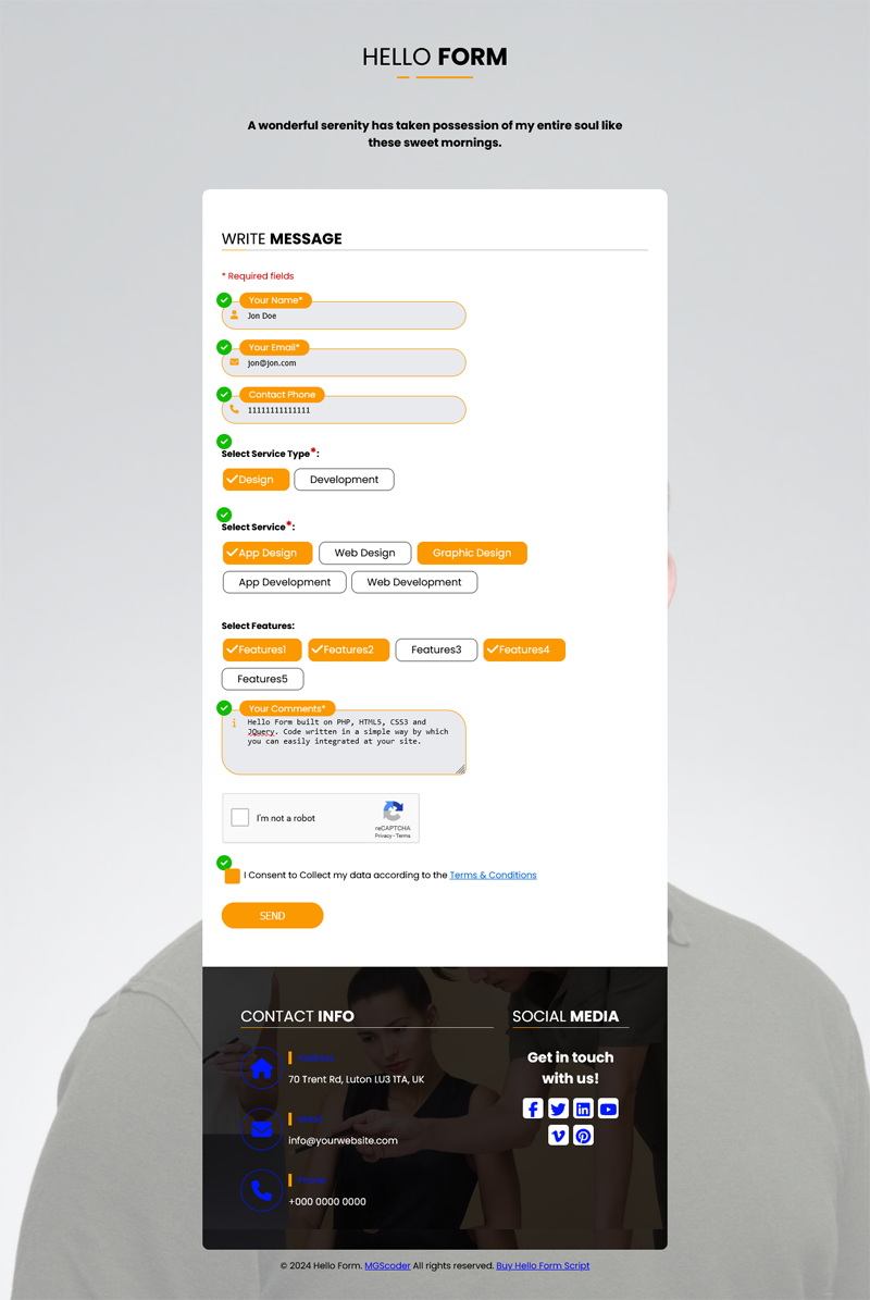 Hello Form - PHP Working Ajax Contact Form with Validation by mgscoder