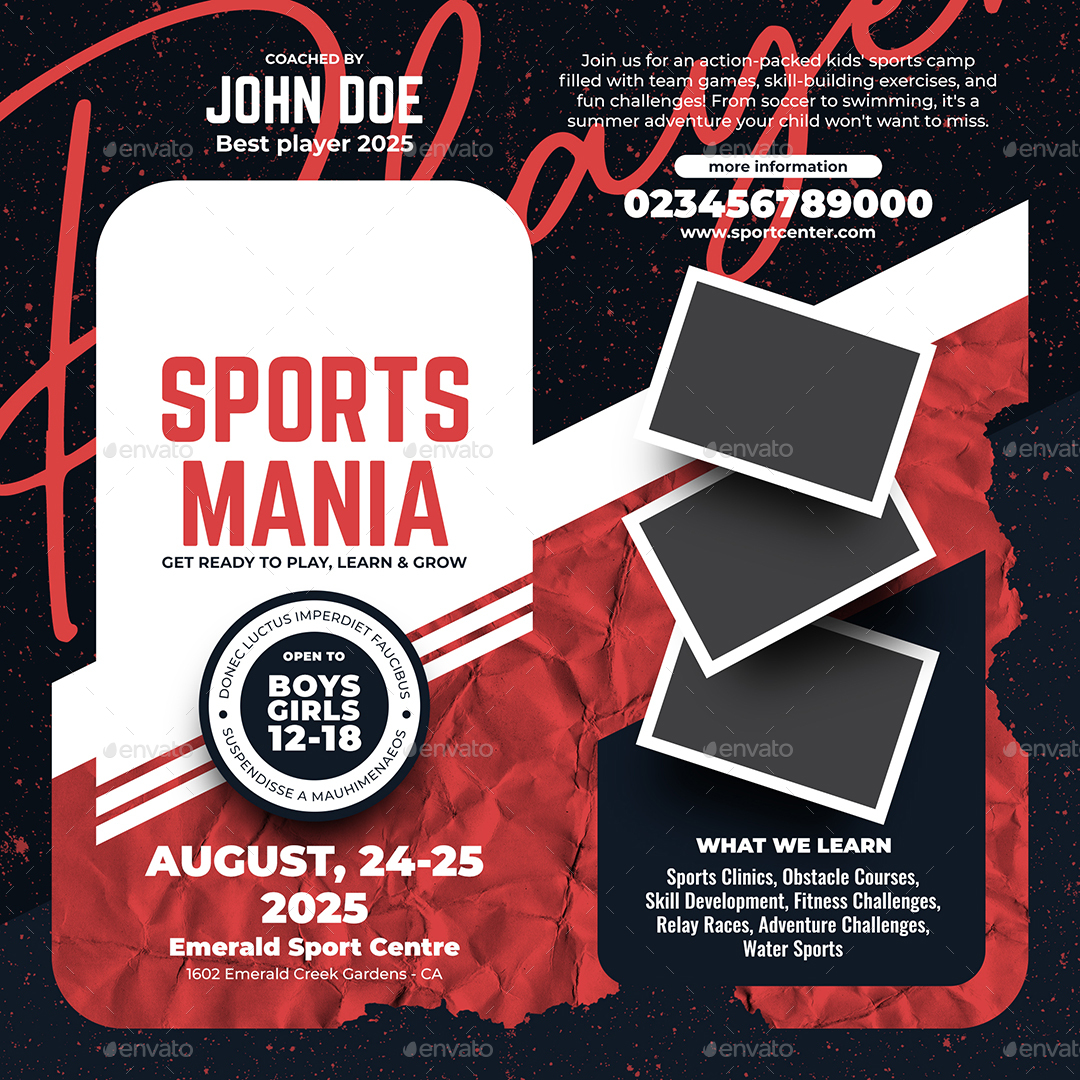 Sport Camp Flyer and Social Media, Print Templates | GraphicRiver