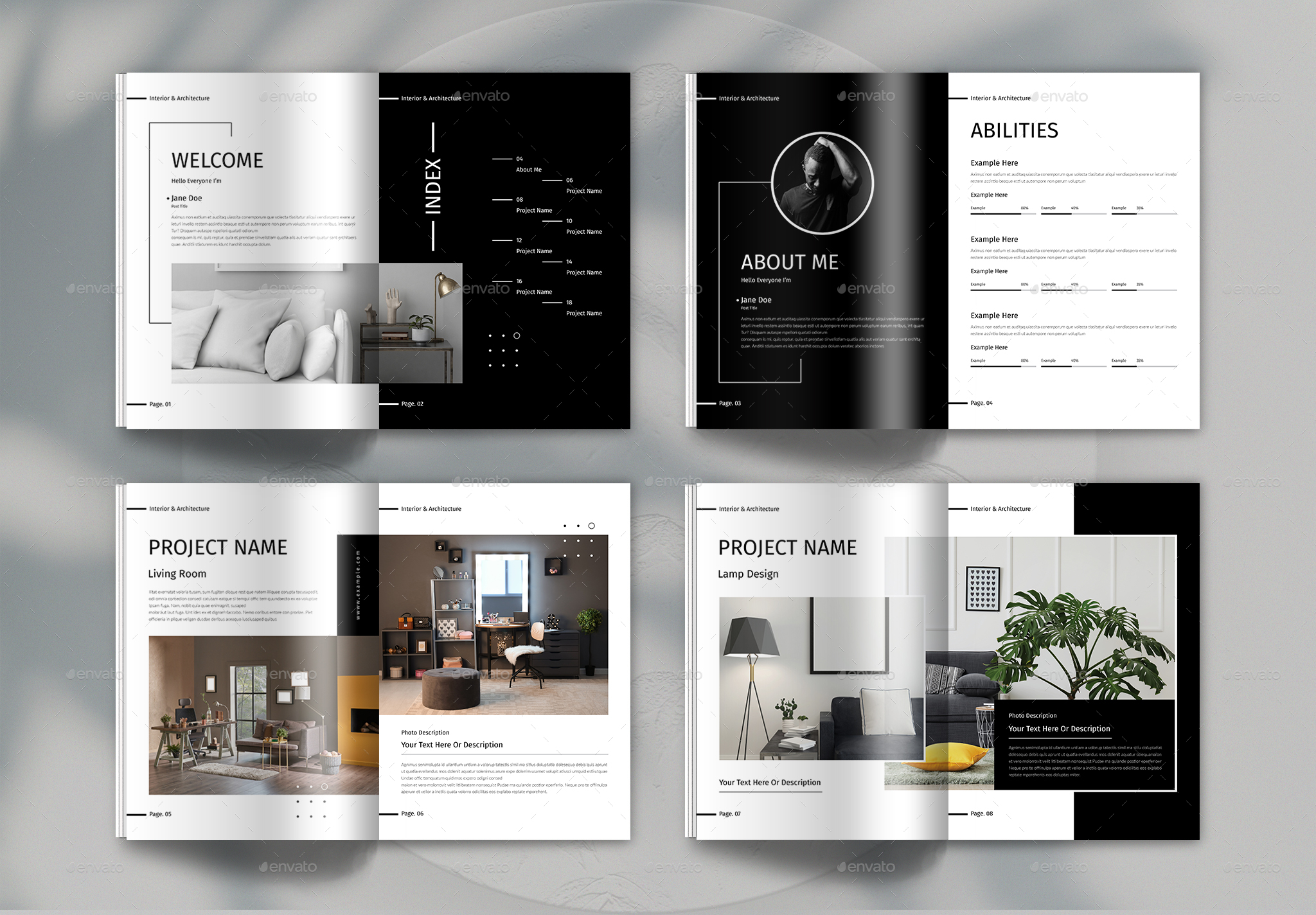 Modern Interior Design Portfolio Layout Template, Print Templates ...