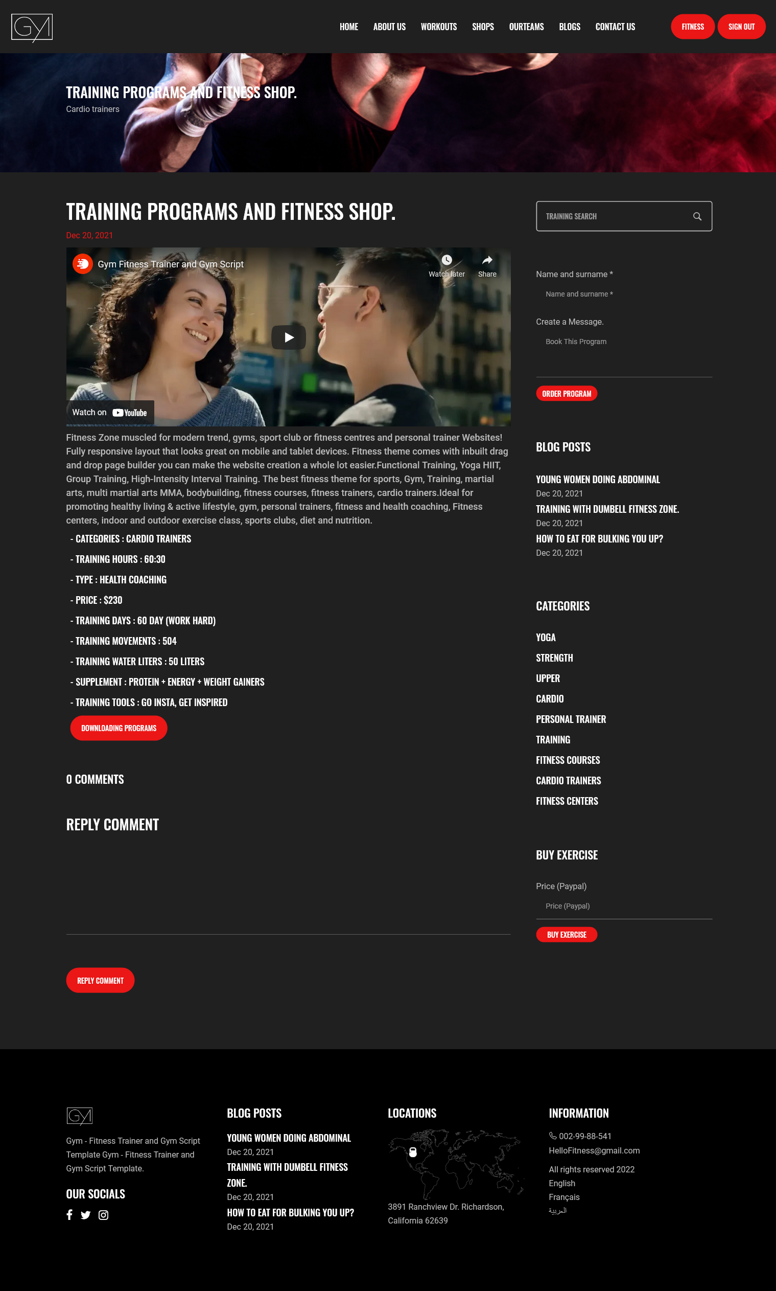 Fitness - Fitness Trainer and Gym Workout Script Theme by Meteros ...