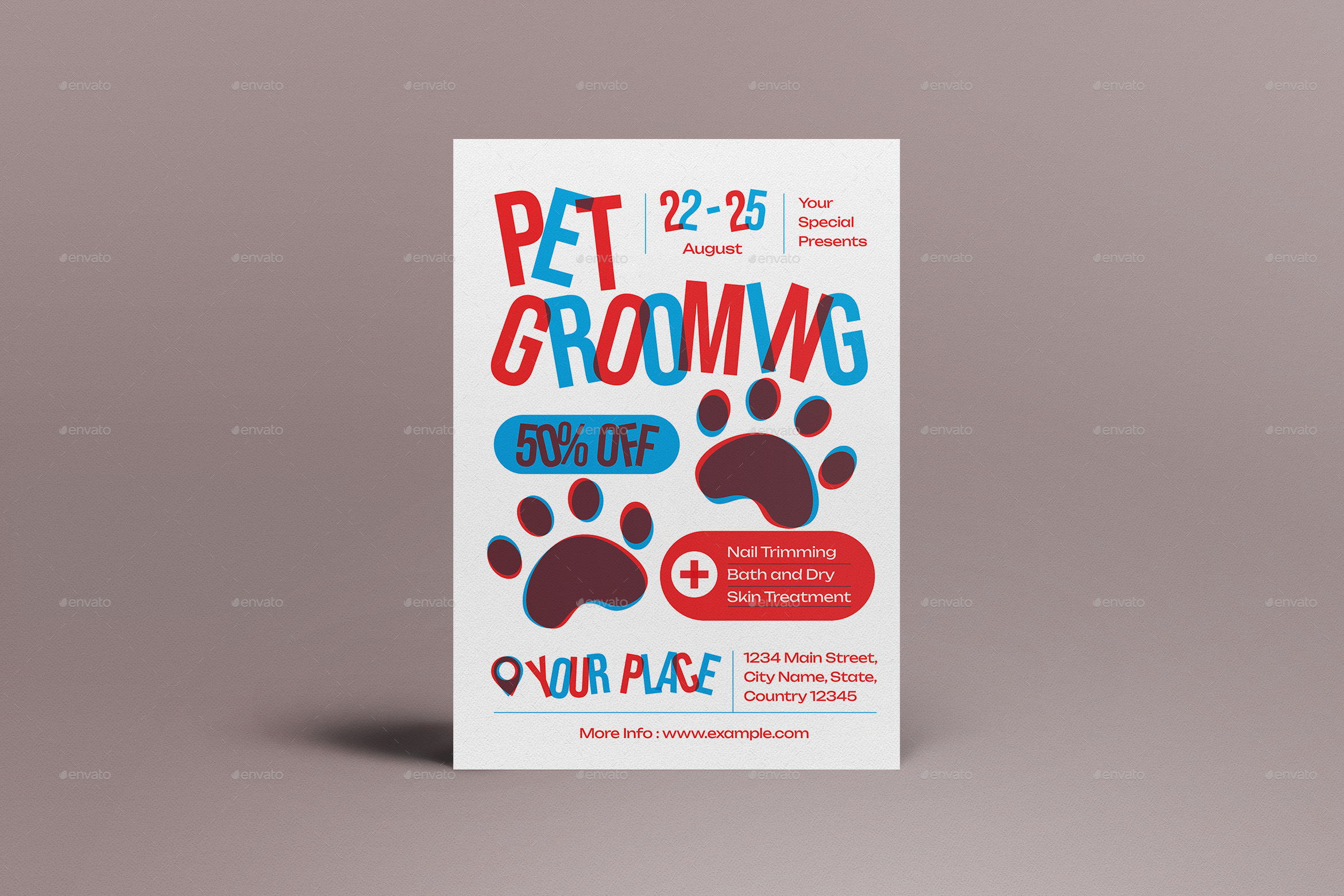 White Risograph Pet Grooming Flyer Set, Print Templates | GraphicRiver