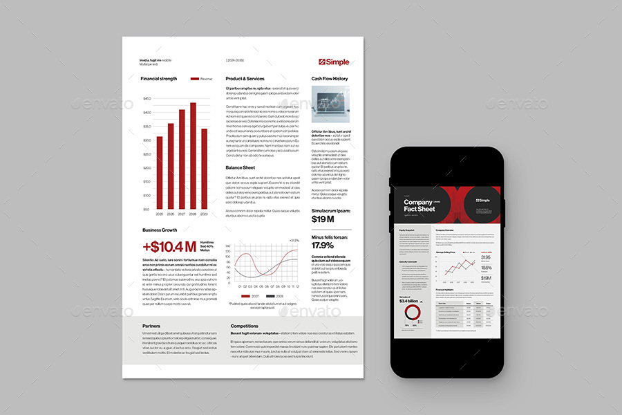 Company Fact Sheet Template, Print Templates | GraphicRiver