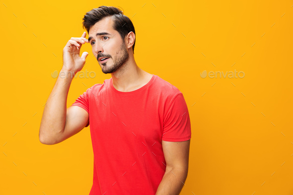 Fashion man studio laughing style space portrait lifestyle background ...