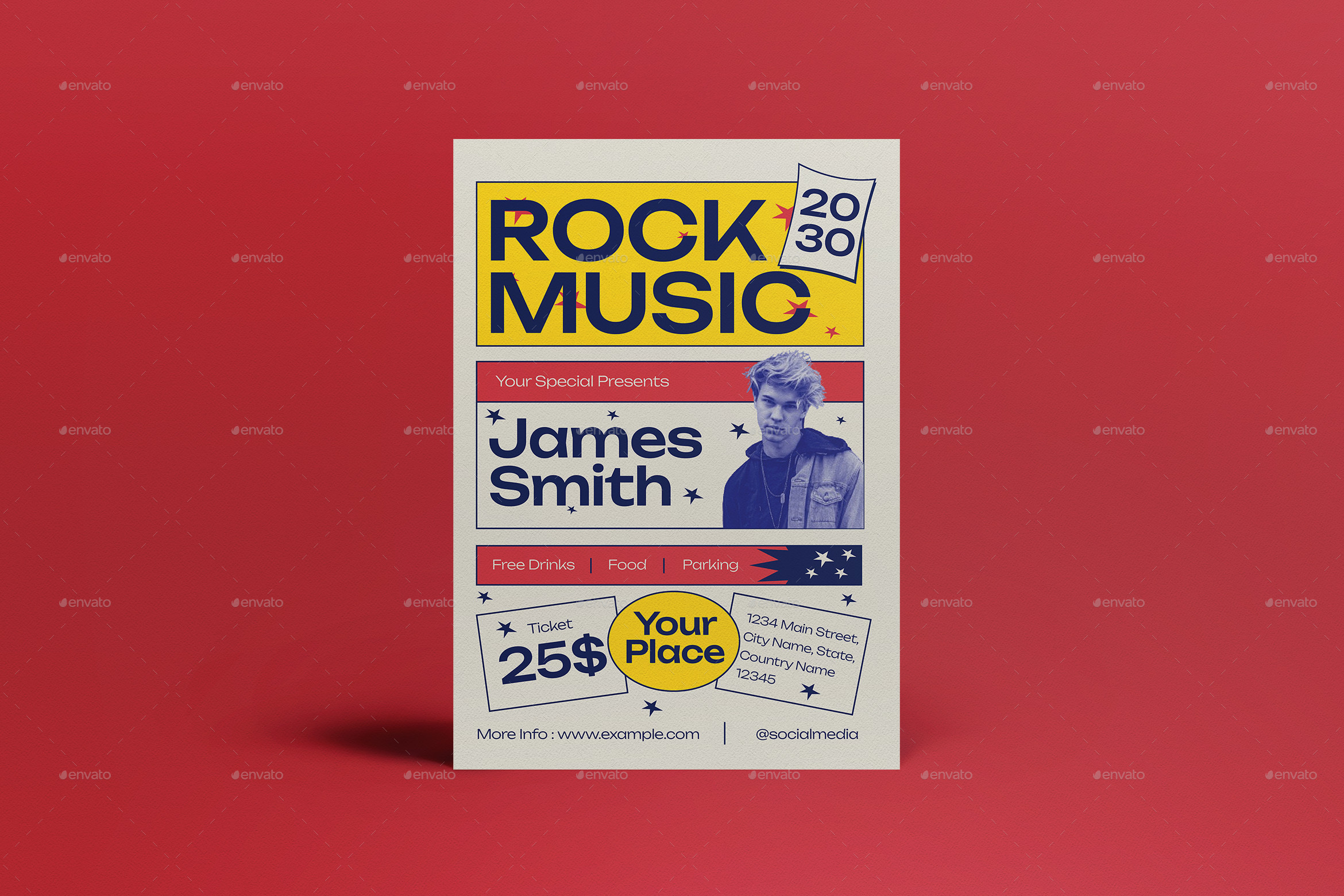 White Vintage Rock Music Flyer Set, Print Templates | GraphicRiver