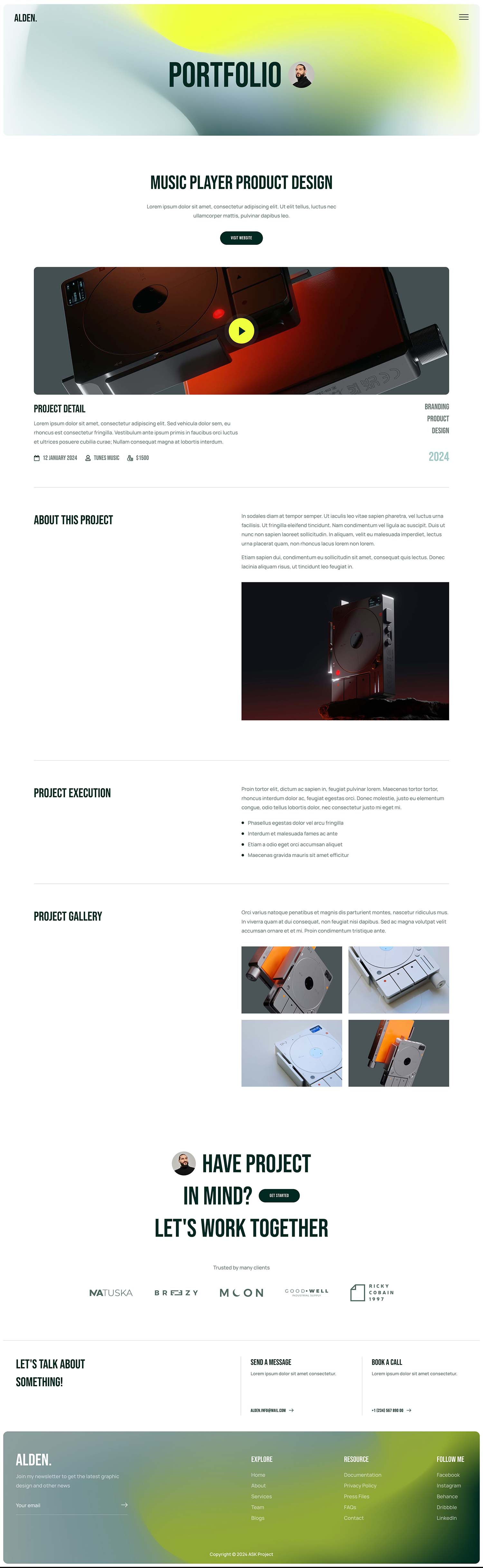 Alden - Personal Creative Portfolio Elementor Template Kit by askproject