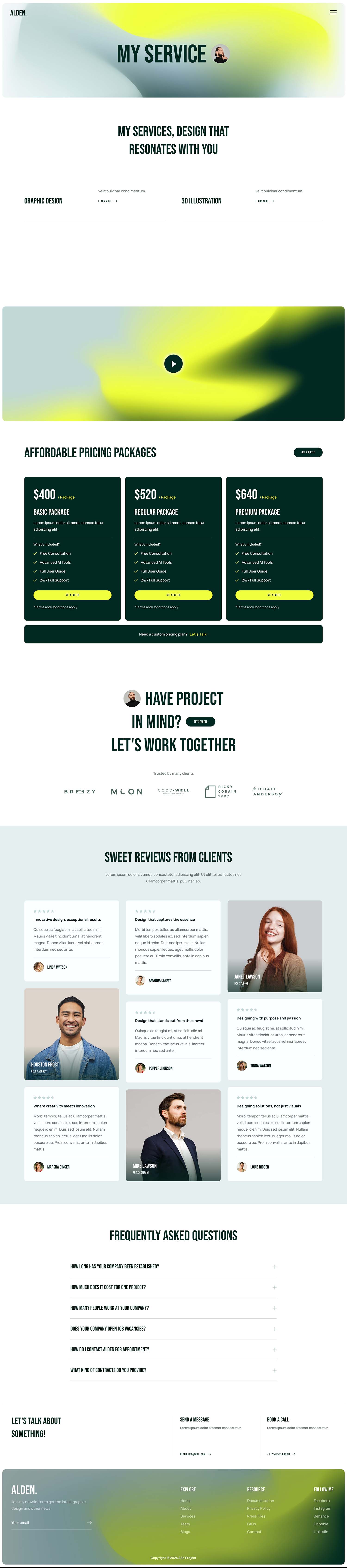 Alden - Personal Creative Portfolio Elementor Template Kit by askproject
