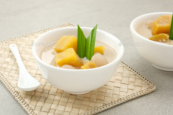 Kolak Ubi, Indonesian traditional dessert Stock Photo by tyasindayanti