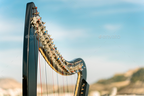Electronic harp. Modern version of the traditional harp. Stock Photo by ...