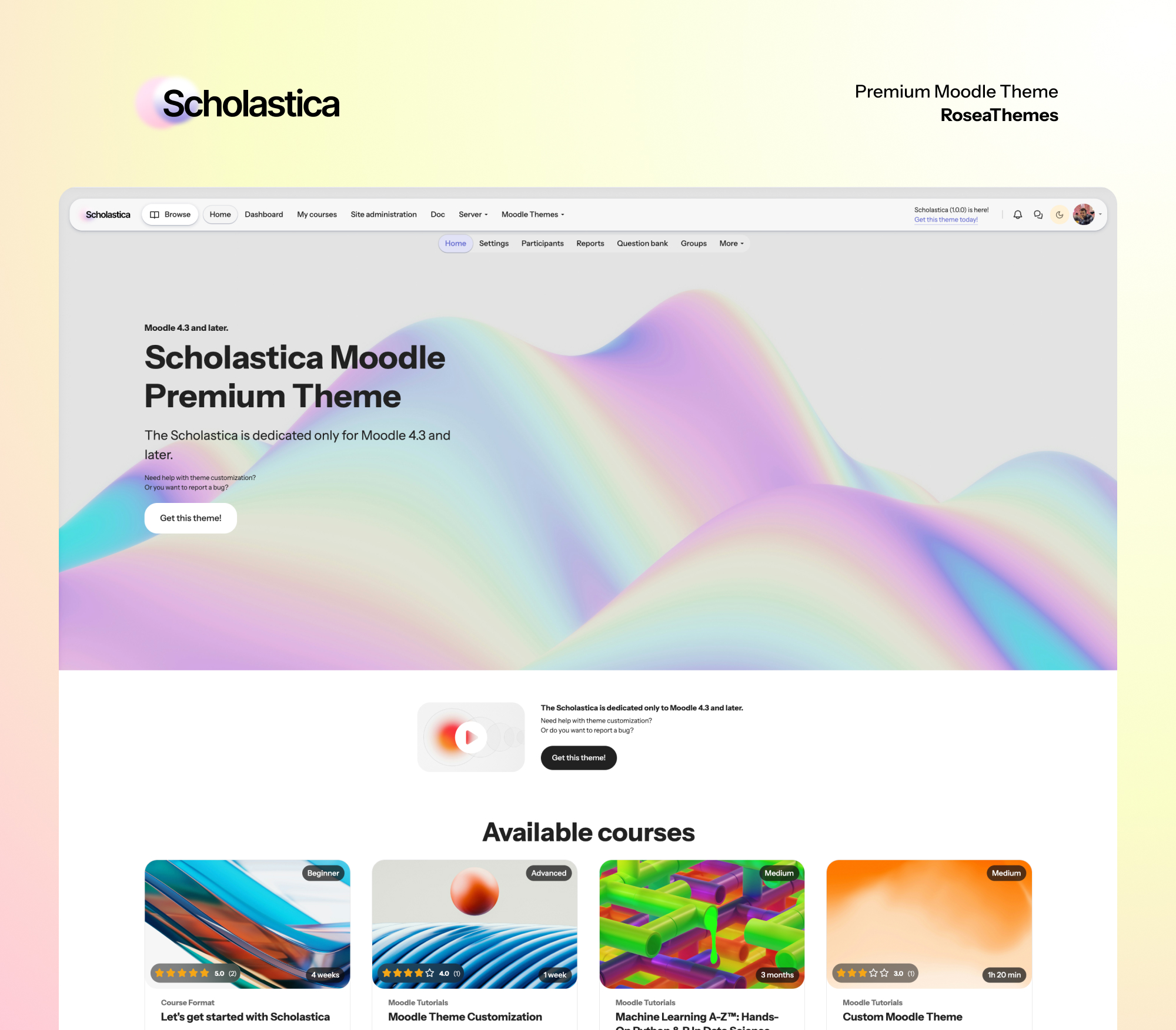 Scholastica - Premium Moodle Theme with Course Filter by roseathemes