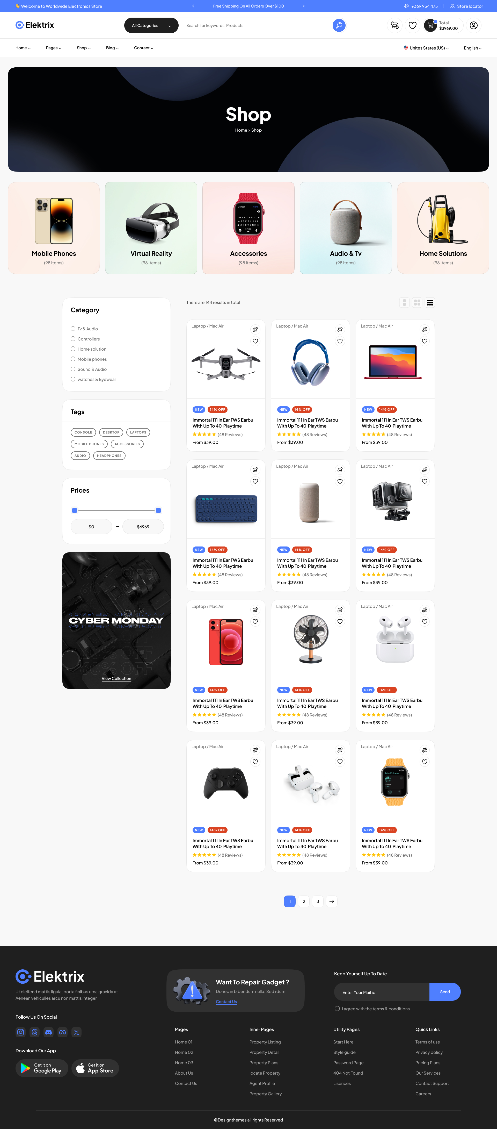 Elektrix - Multipurpose Electronics Store Figma Template by BuddhaThemes