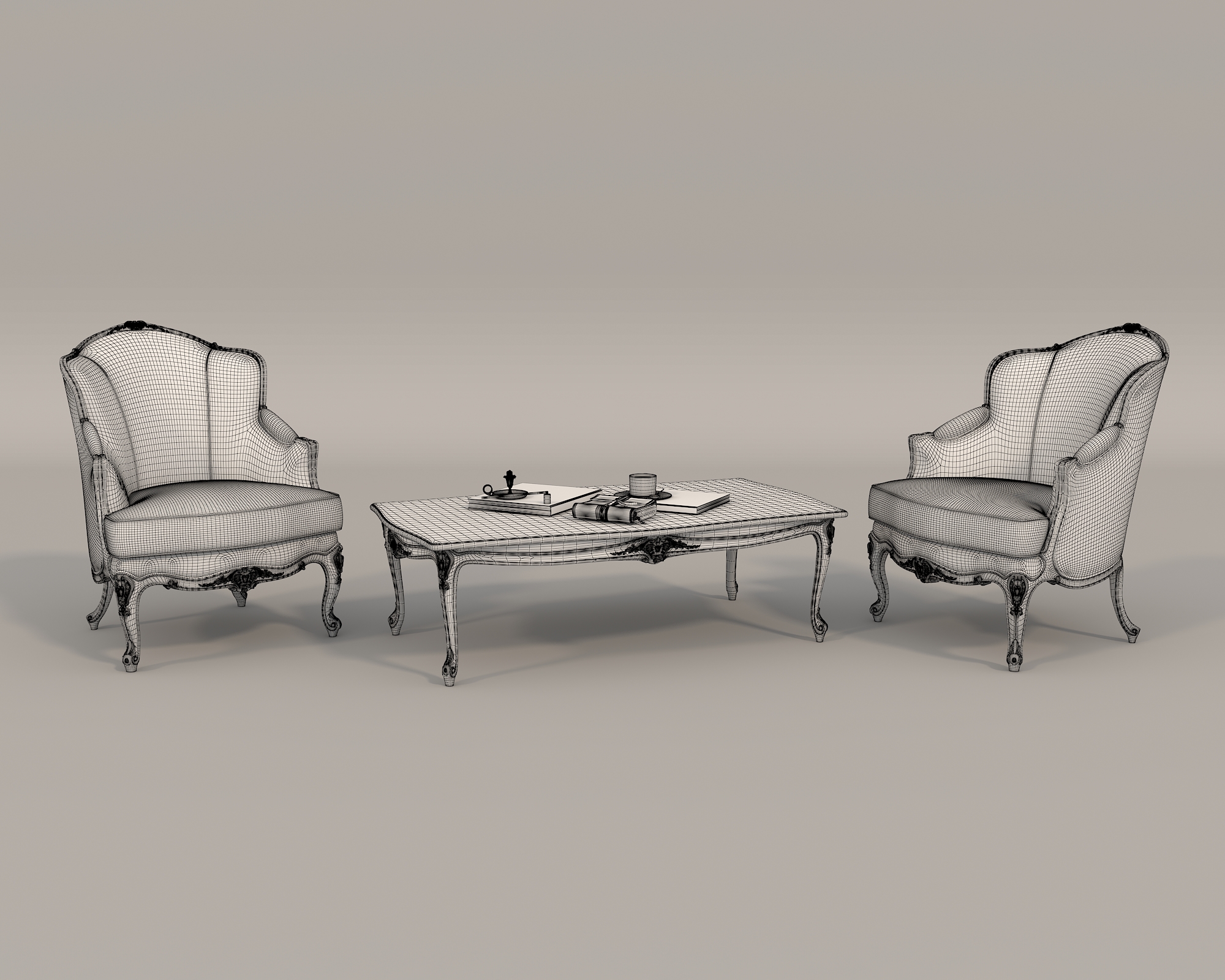 Classic European Style Coffee Table and Armchair 22 by nhattuankts