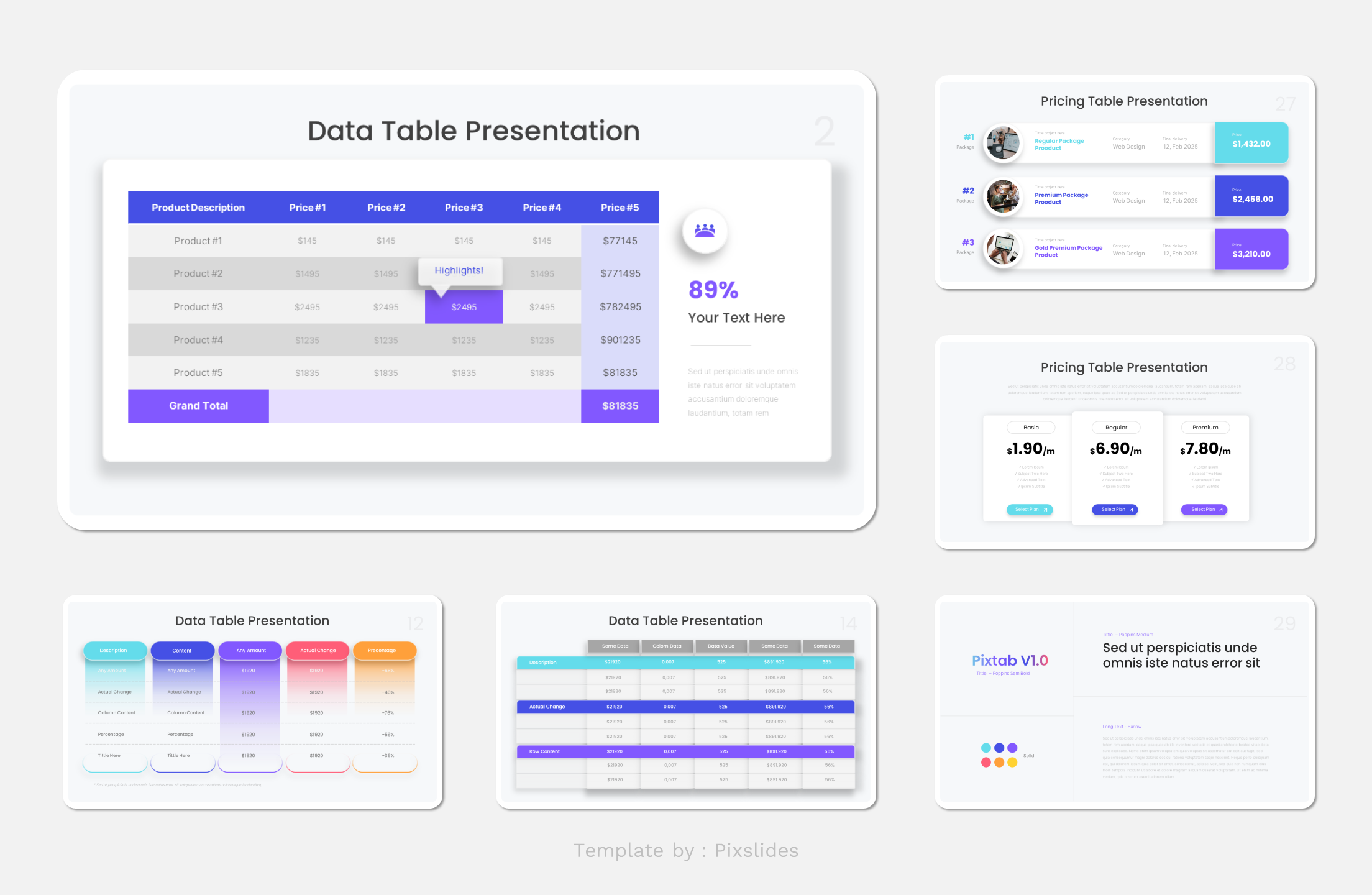 Data Table & Pricing Table Keynote Presentation Template, Presentation ...