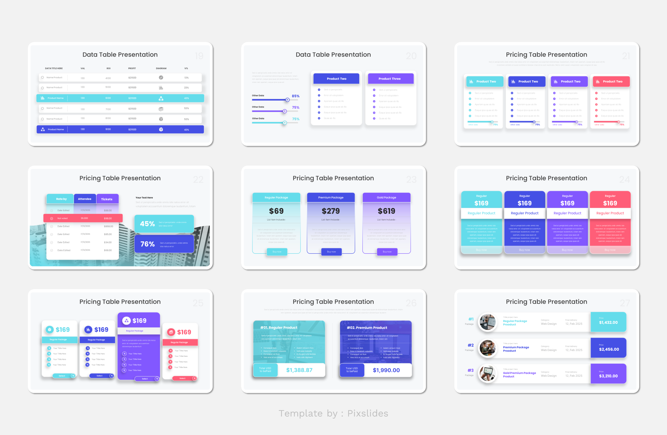 Data Table & Pricing Table Keynote Presentation Template, Presentation ...