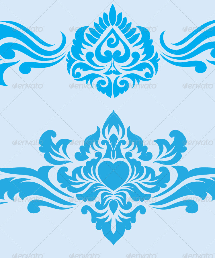 Blue Ornament Set, Vectors | GraphicRiver