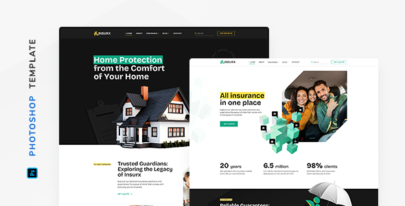Insurx – Insurance Agency Template for Adobe Photoshop by merkulove
