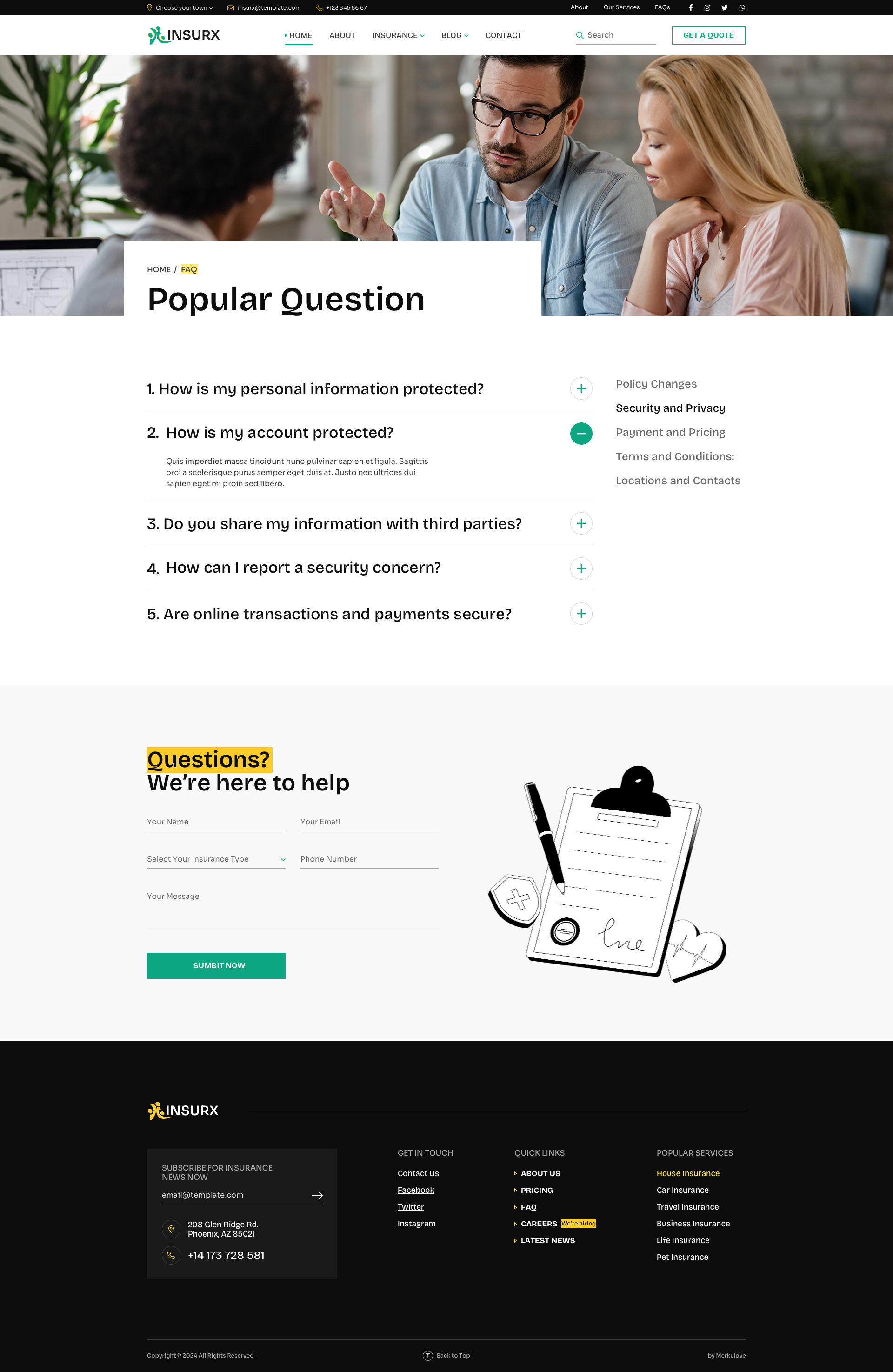 Insurx – Insurance Agency Template for Adobe Photoshop by merkulove