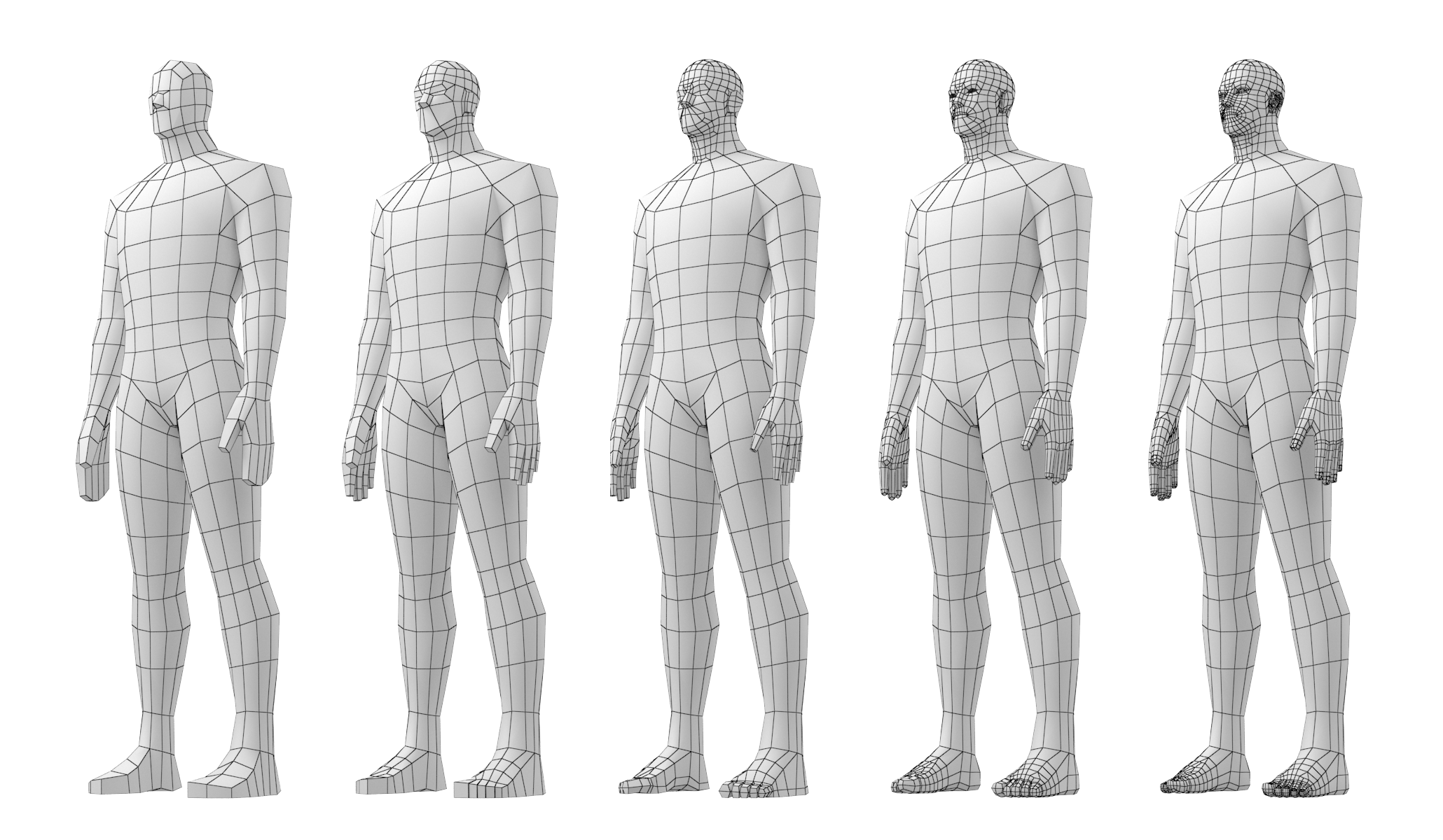 Hero Male in Rest Pose in 5 Topologies by valeriik | 3DOcean