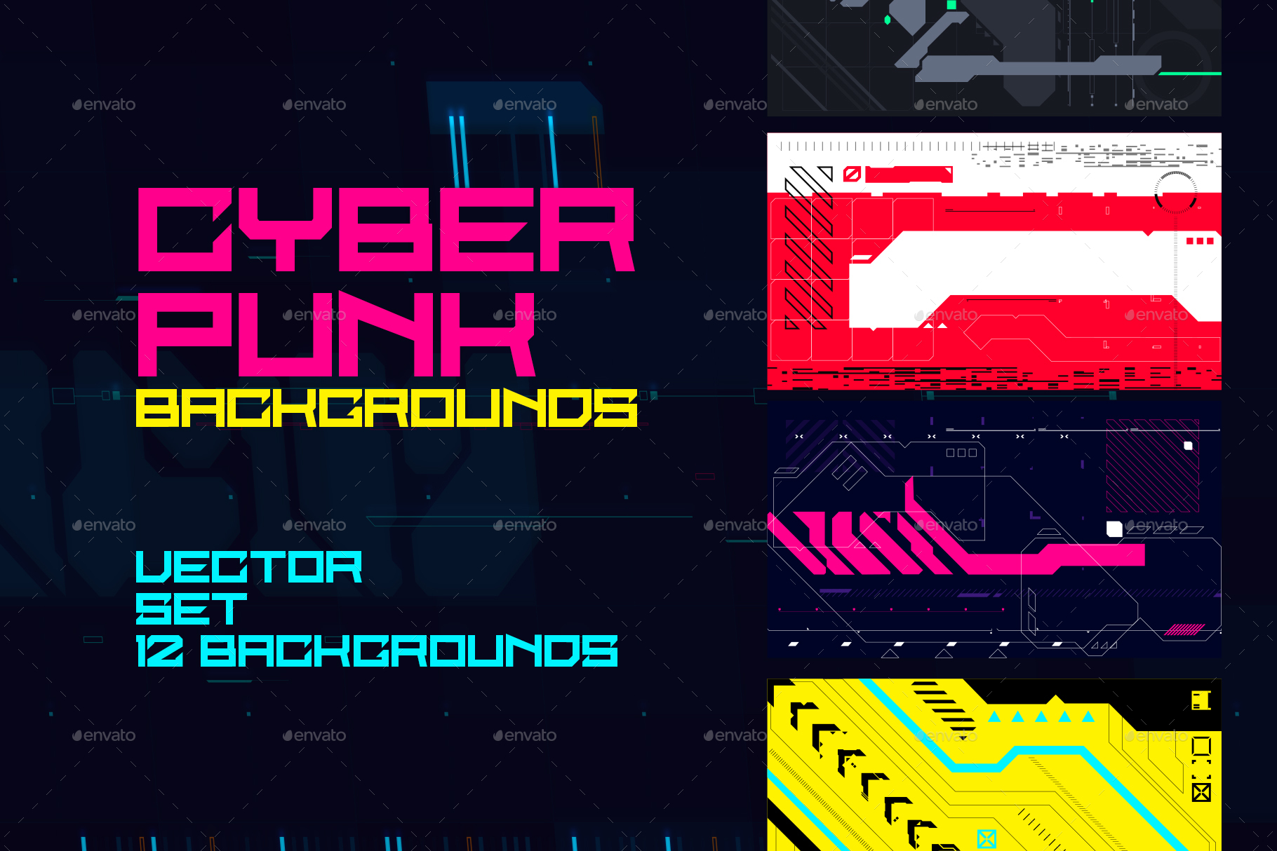 Cyberpunk Backgrounds Set, Graphics | GraphicRiver