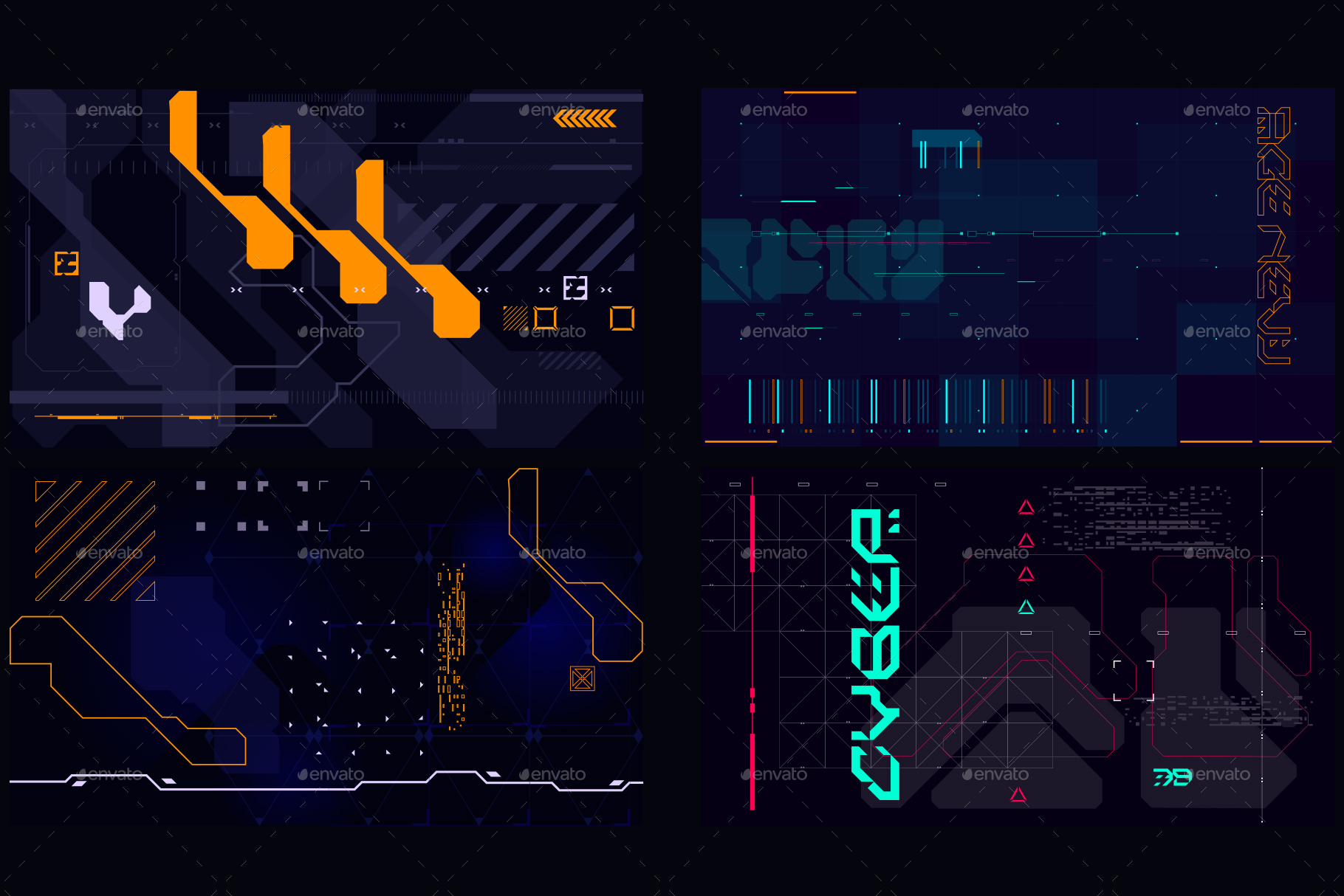 Cyberpunk Backgrounds Set, Graphics | GraphicRiver
