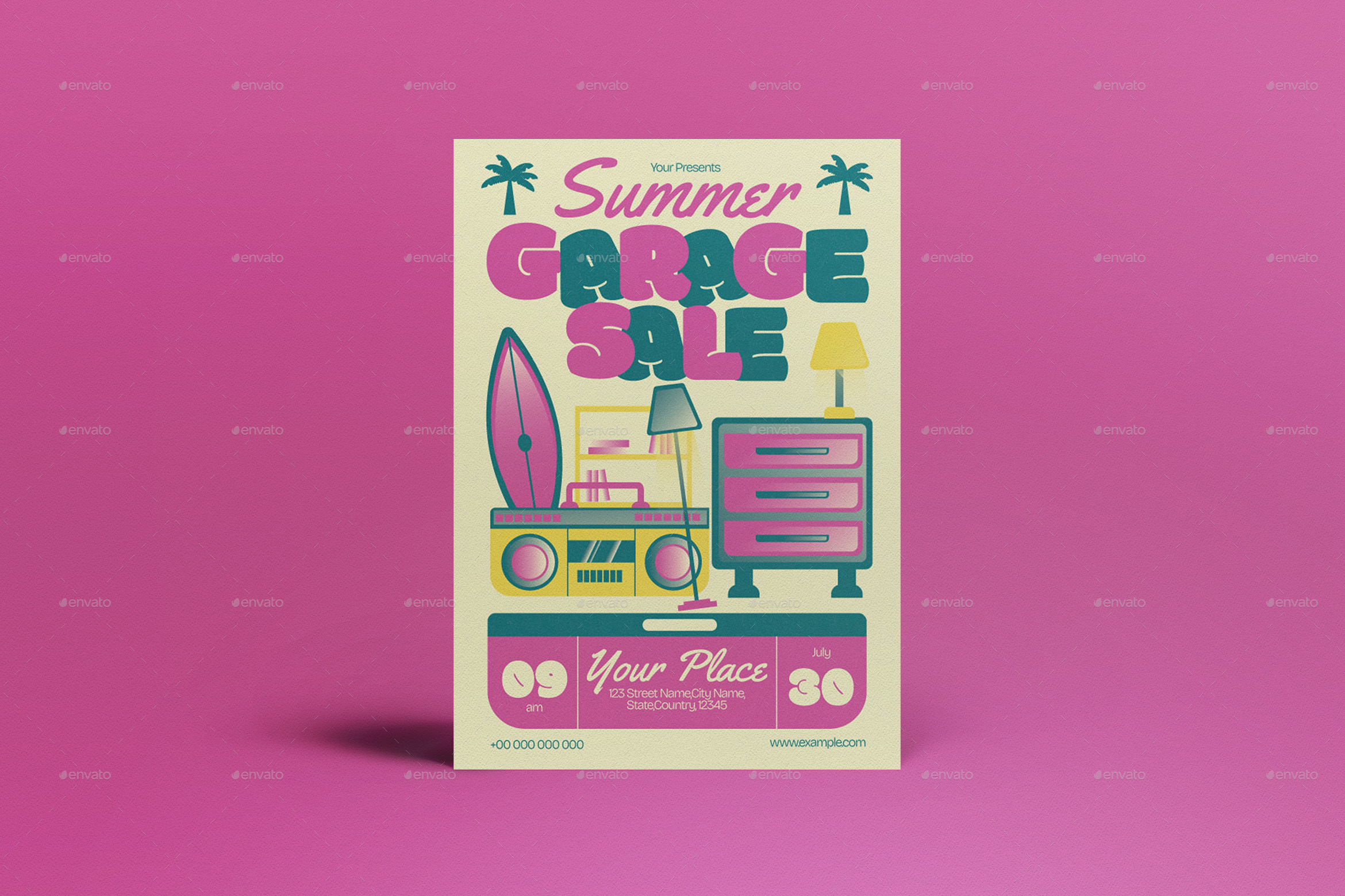 Cream Risograph Summer Garage Sale Flyer Set, Print Templates ...